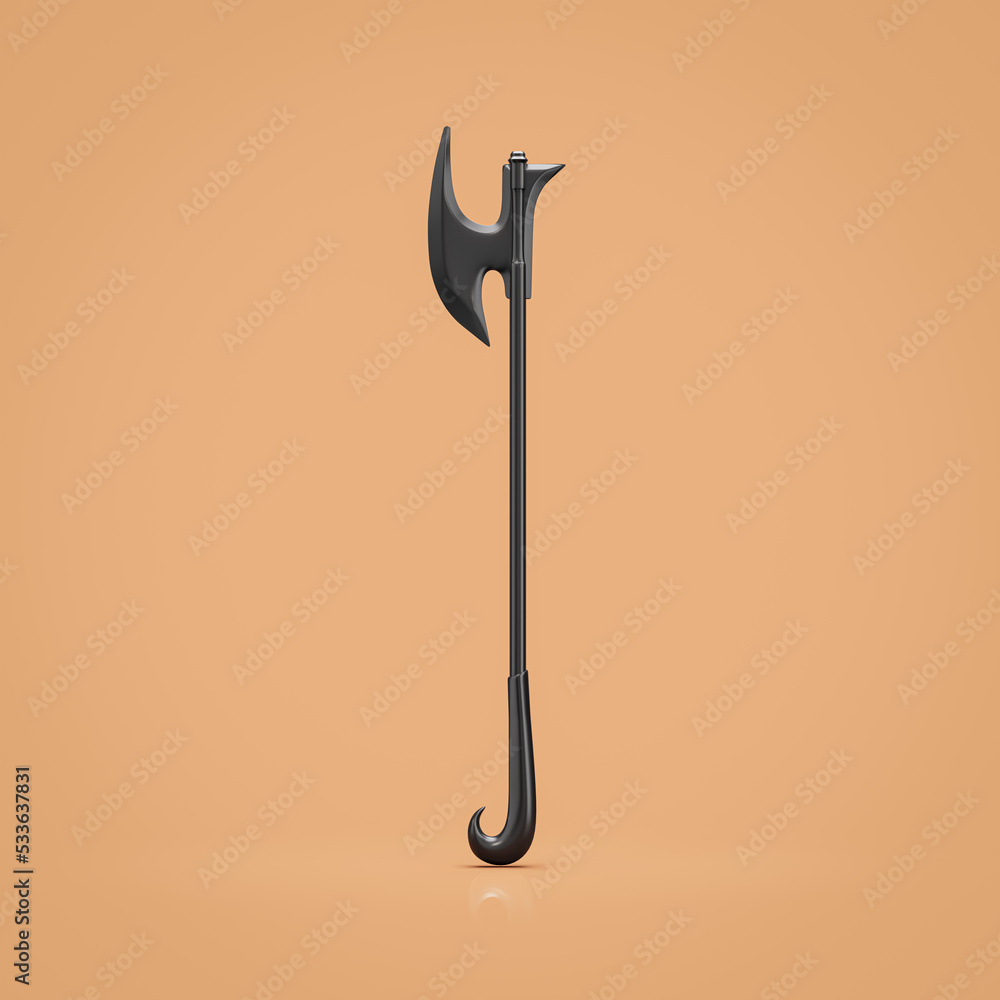 Black medieval battle axe, nordic skyrim battleaxe weapon. Single blade ...