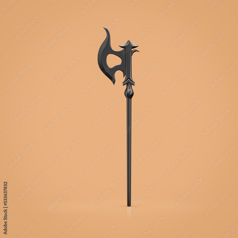Black medieval battle axe, nordic skyrim battleaxe weapon. Single blade ...