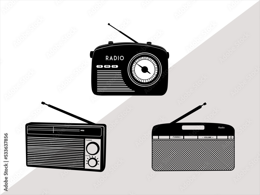 Radio svg - Radio Silhouette - Radio svg bundle-Boombox svg- Boombox ...