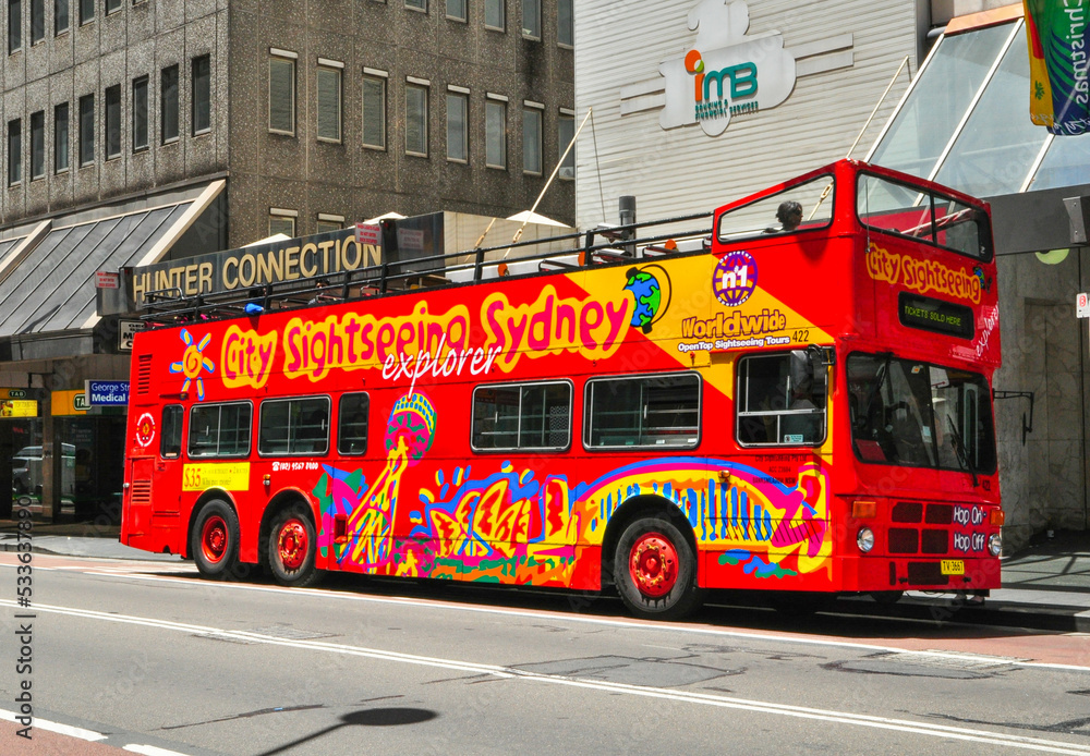 SYDNEY, AUSTRALIA. – On December 12, 2010. - The red double-decker bus ...
