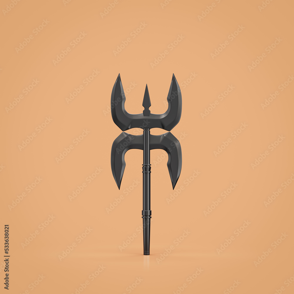 Black medieval battle axe, nordic skyrim battleaxe weapon. Single blade ...