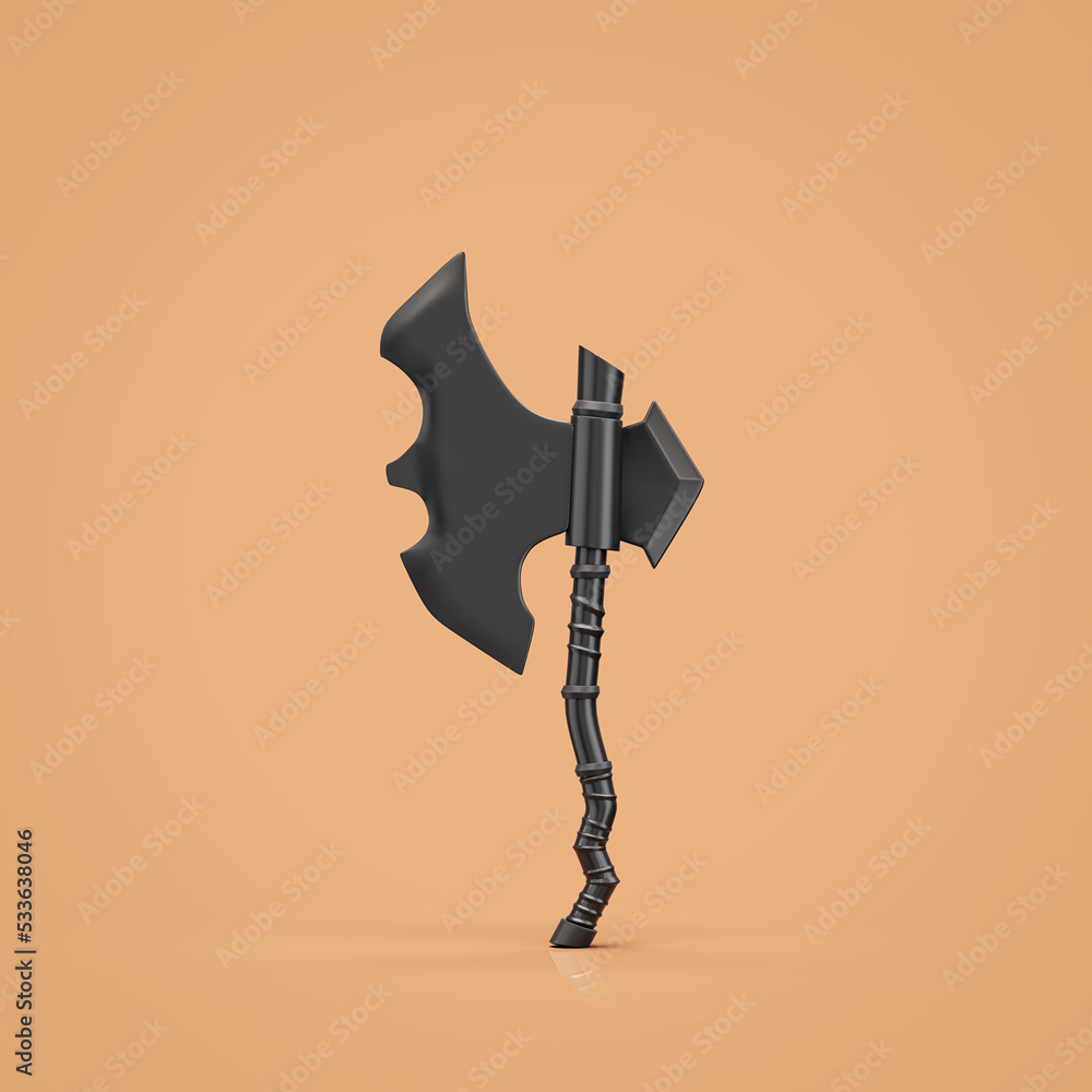 Black medieval battle axe, nordic skyrim battleaxe weapon. Single blade ...