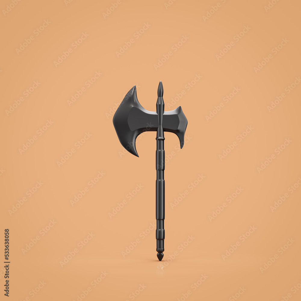 Black medieval battle axe, nordic skyrim battleaxe weapon. Single blade ...