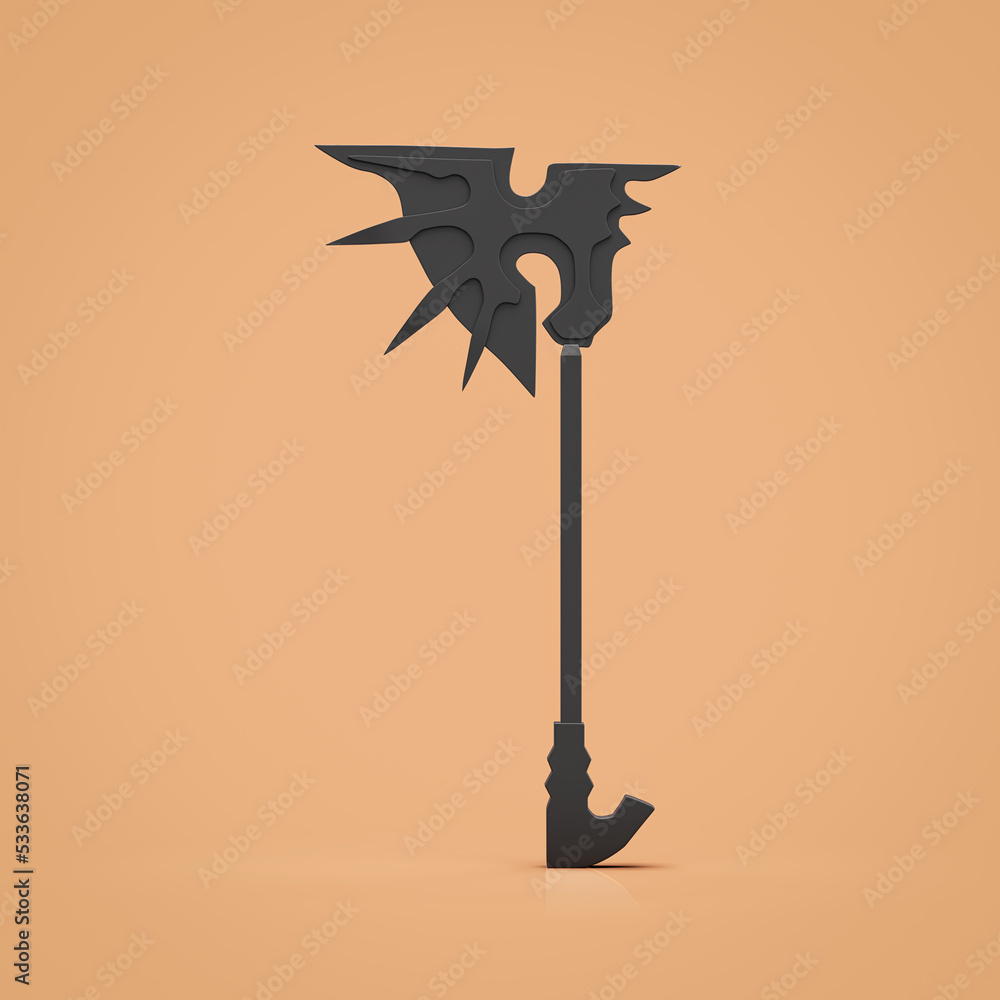 Black medieval battle axe, nordic skyrim battleaxe weapon. Single blade ...