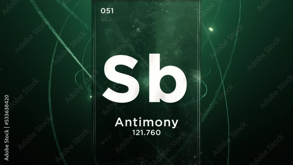 Antimony (Sb) symbol chemical element of the periodic table, 3D ...