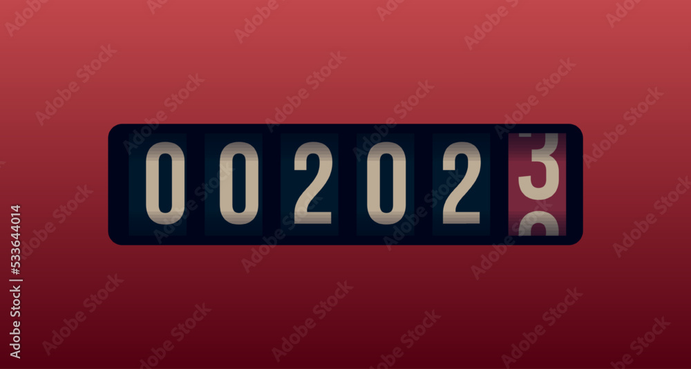 Countdown 2023 numbers in stopwatch, counter style. Happy New Year ...
