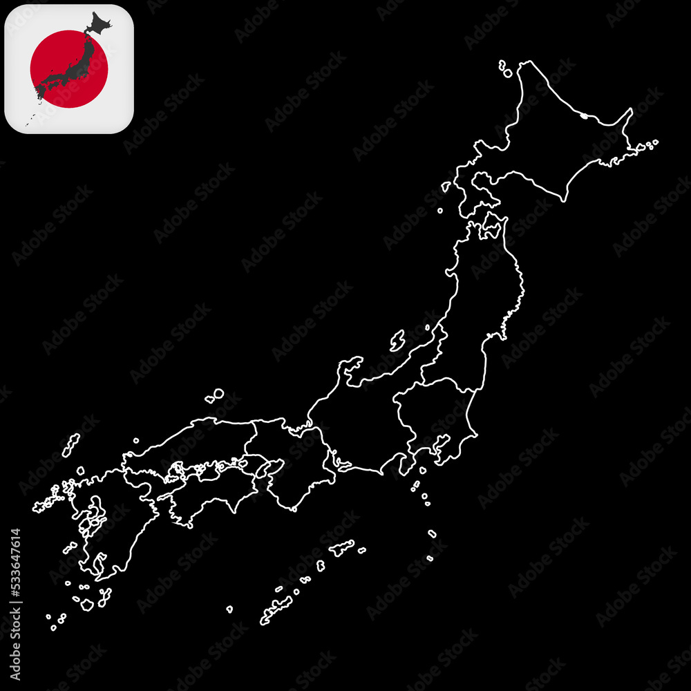 Vetor de Japan map with regions. Vector illustration do Stock | Adobe Stock