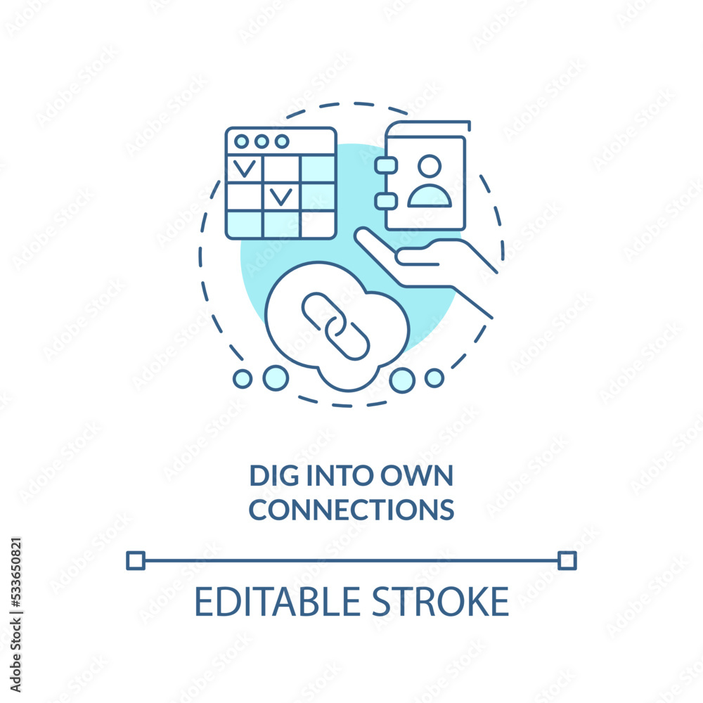 Grafika wektorowa Stock: Dig into own connections turquoise concept ...