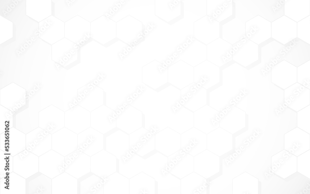 Hexagon background. Minimal white template. Neutral honeycomb texture with soft shadow. Smooth ...