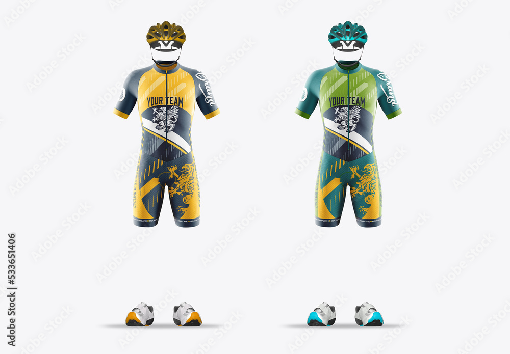 Men's Cycling Set Mockup Stock Template | Adobe Stock