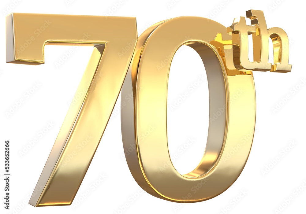 number 70 th 3d render gold Stock Illustration | Adobe Stock