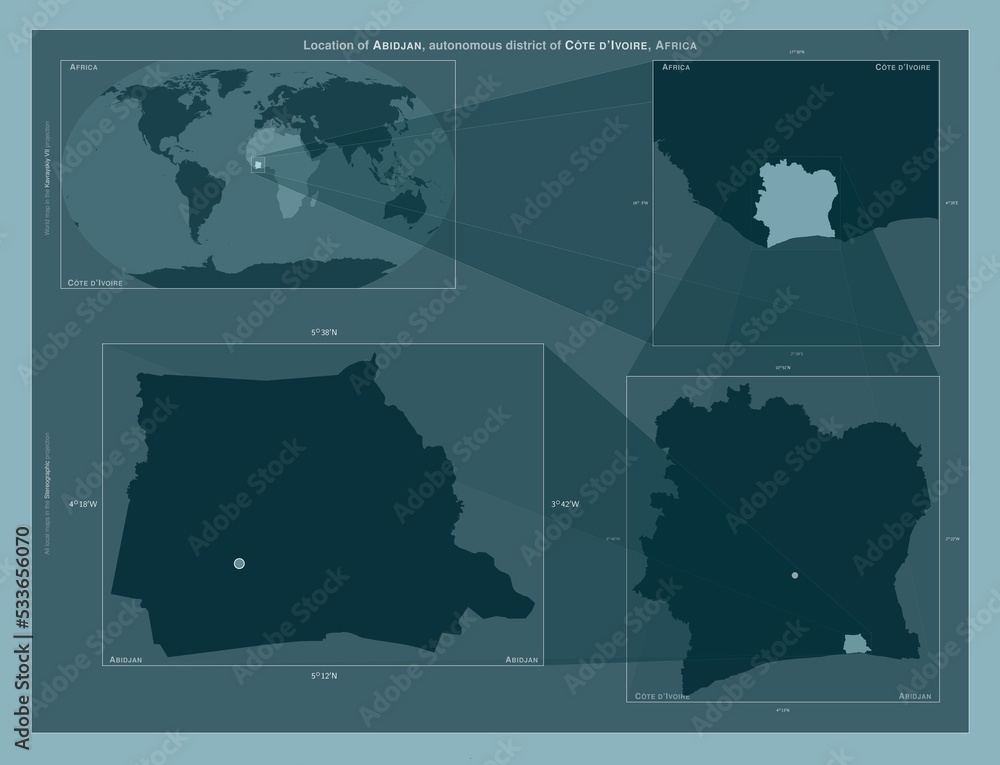 Abidjan, Cote d'Ivoire. Described location diagram Stock Illustration ...