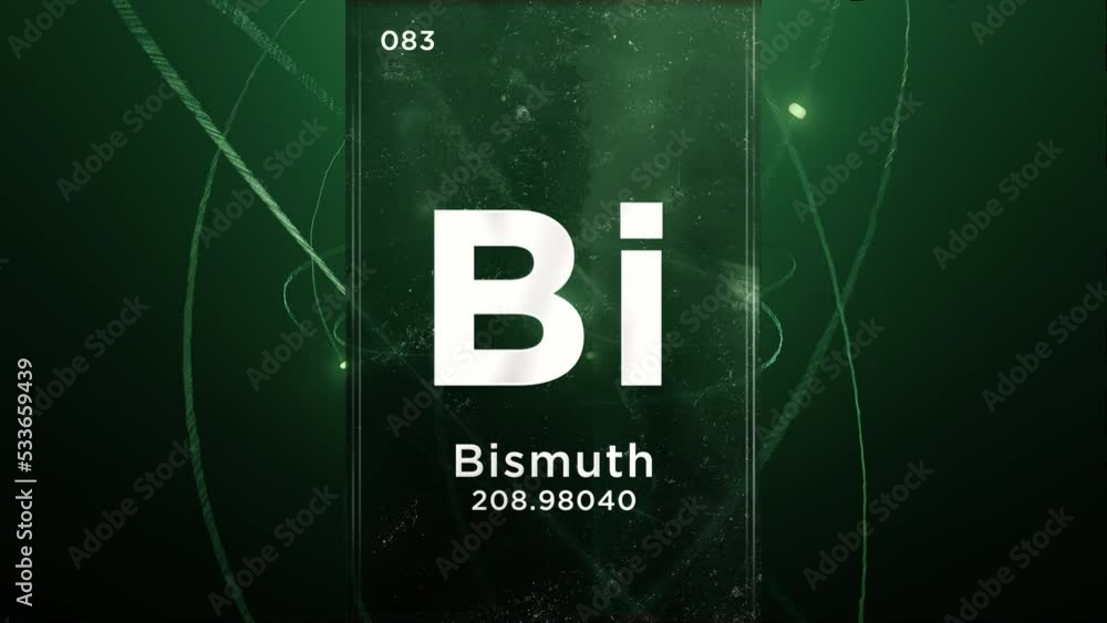 Bismuth (Bi) symbol chemical element of the periodic table, 3D ...
