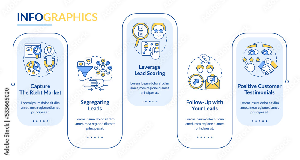 Practices of lead conversion rectangle infographic template. Business ...