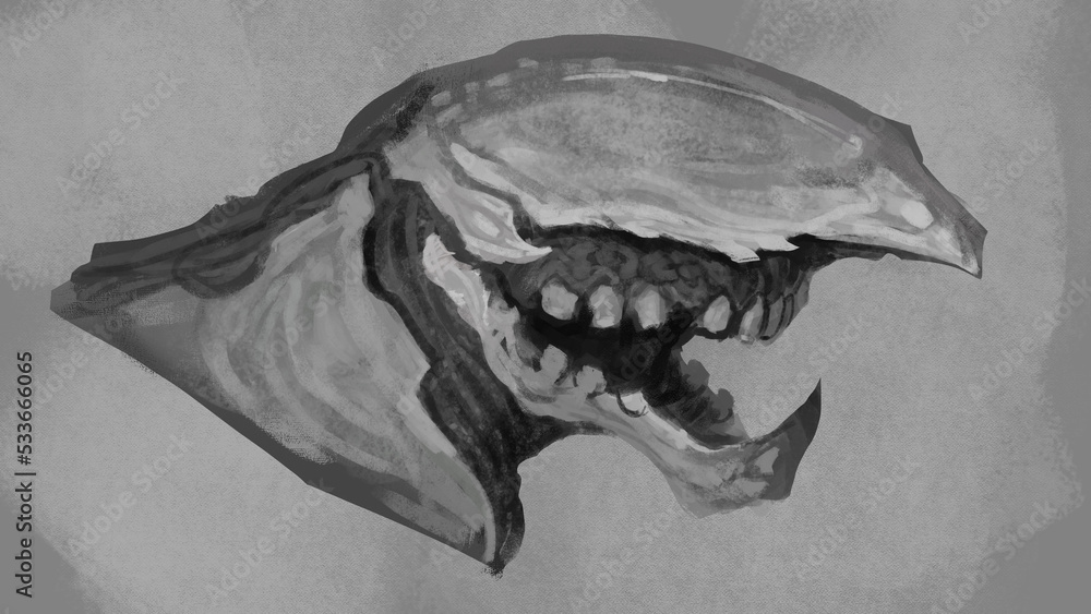 Digital painting of a monster head, creature concept art - fantasy ...