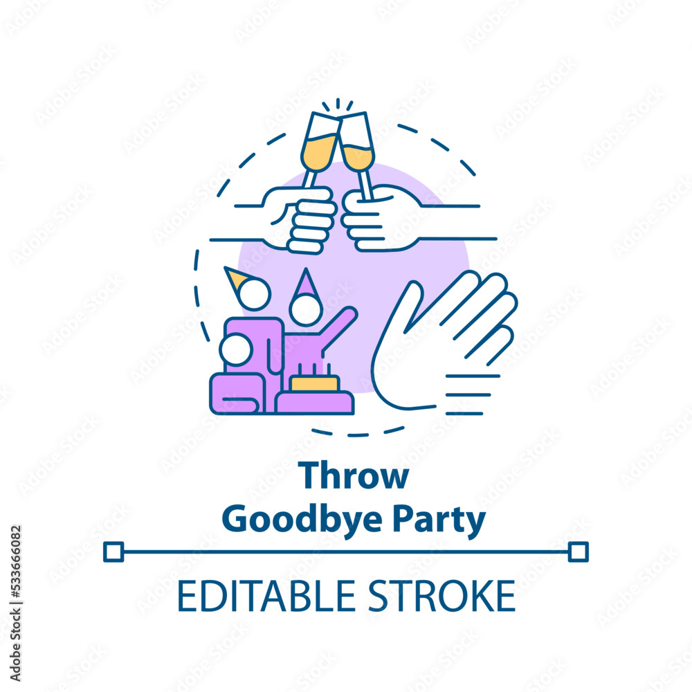 Throw goodbye party concept icon. Farewell celebration. Adieu get ...