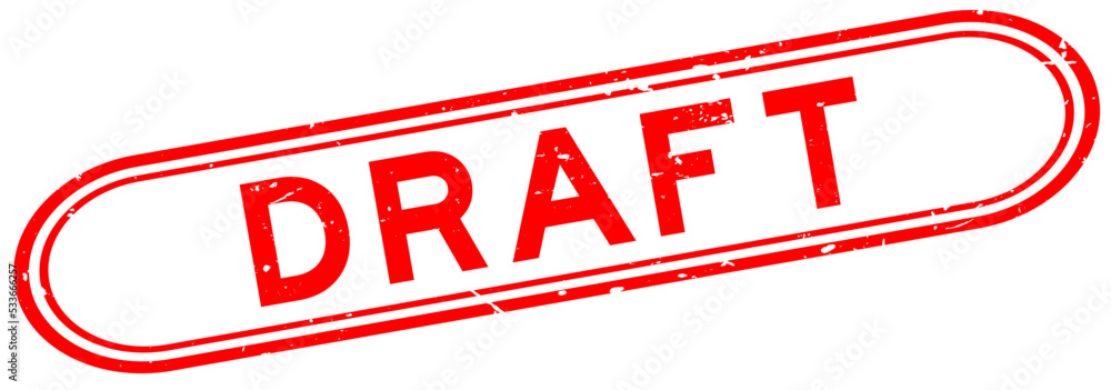 Grunge red draft word rubber seal stamp on white background Stock ...