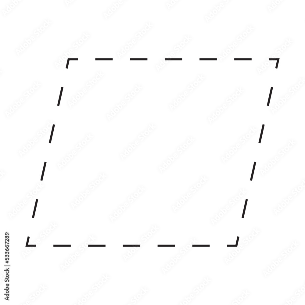 Parallelogram shape dashed symbol vector icon for creative graphic ...
