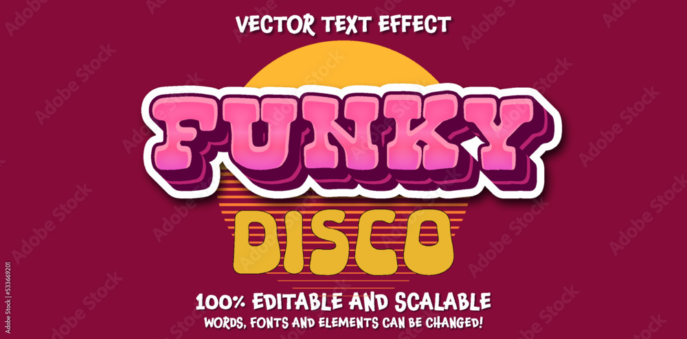 Funky style text, editable funky disco 80s style font template on old ...