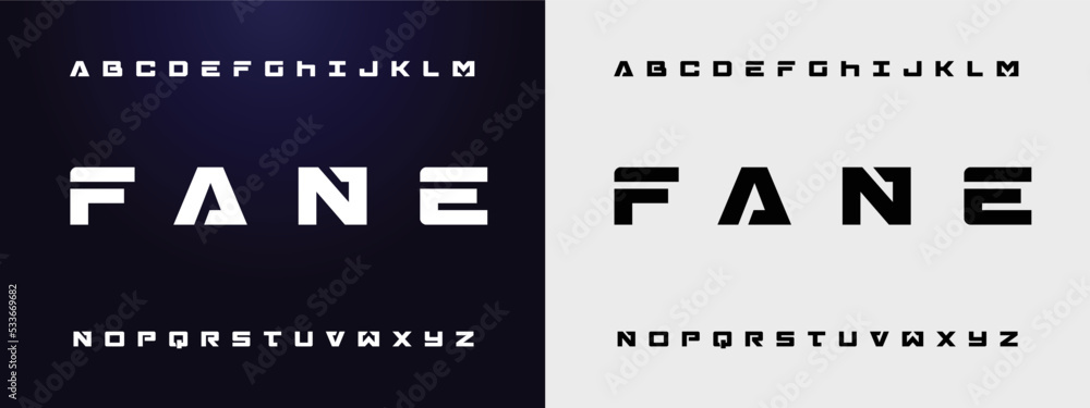 FANE Sports minimal tech font letter set. Luxury vector typeface for ...