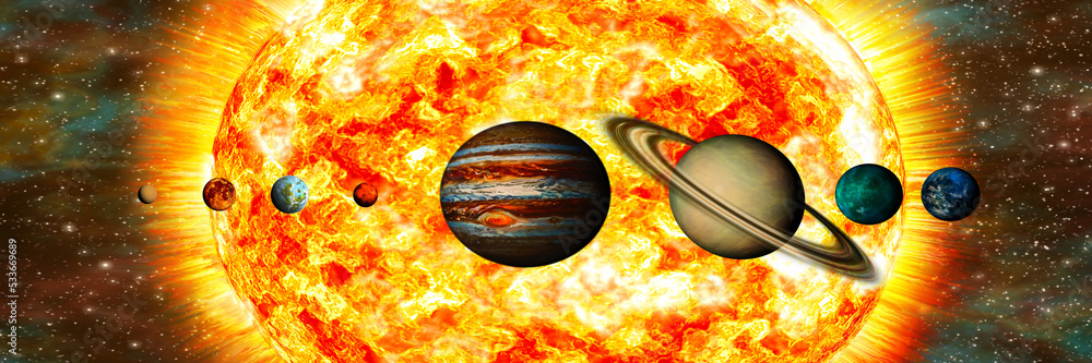 Solar System: the comparative size of the planets and the Sun ...