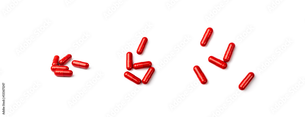 Red Pill Capsules Medicine Isolated, Analgesic Pile, Painkiller Drugs ...
