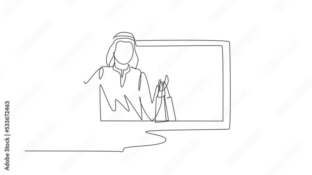 Vidéo Stock Animated self drawing of single continuous line draw young ...