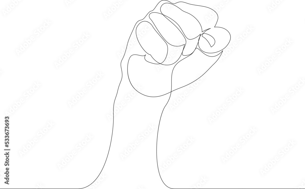 Continuous line drawing of fist hand. Vector illustration. Stock Vector ...