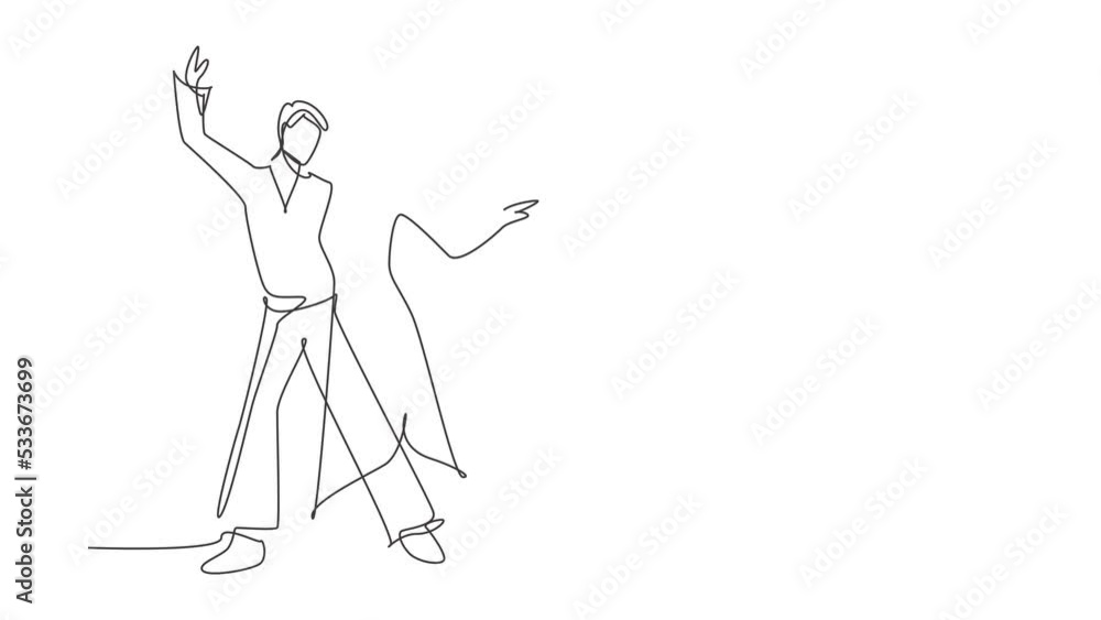 Self drawing animation of single line draw man and woman professional ...