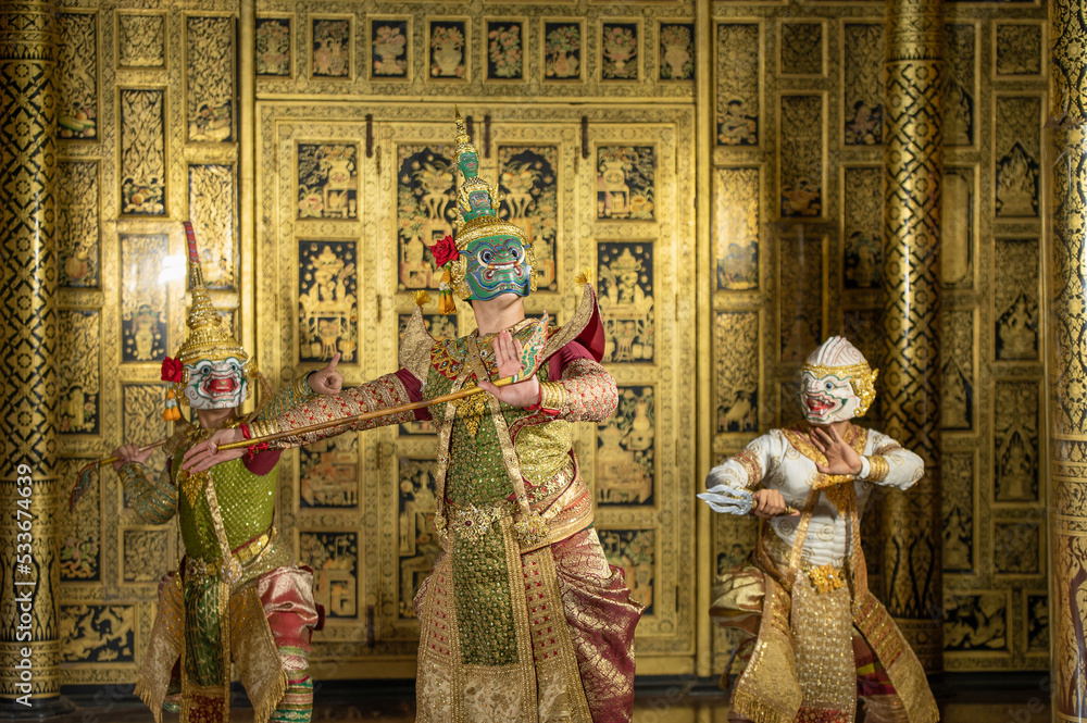 Pantomime (Khon) is traditional Thai classic masked play enacting ...
