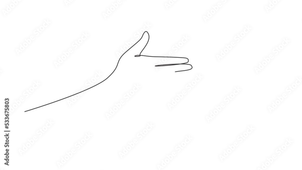 Self drawing animation of single line draw hand gesturing fire gun with ...
