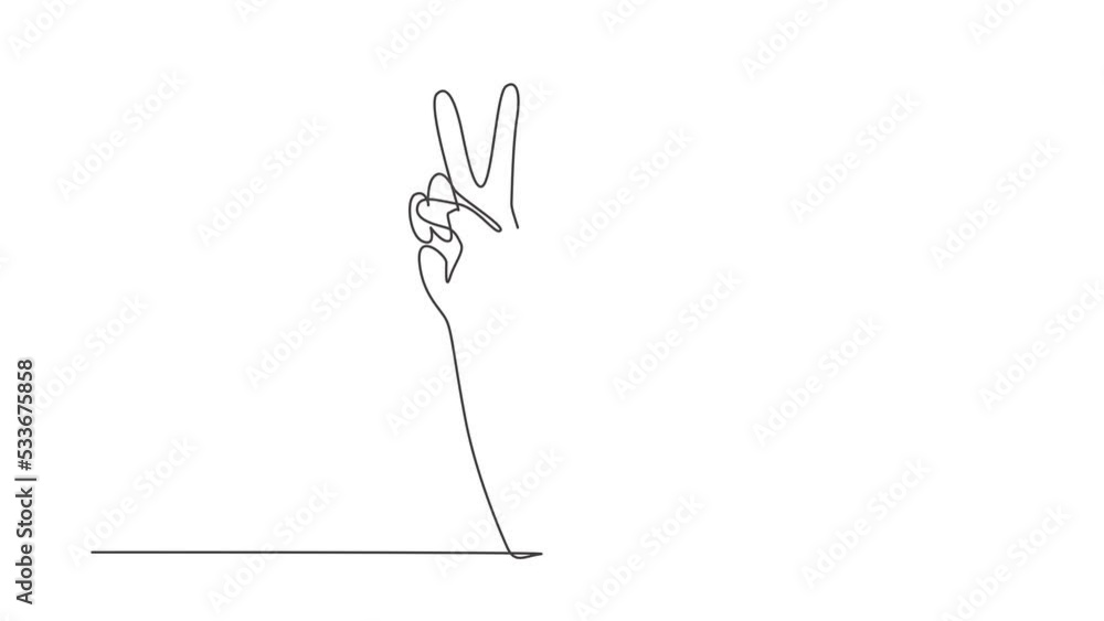 Self drawing animation of single line draw symbol of peace. Number two ...