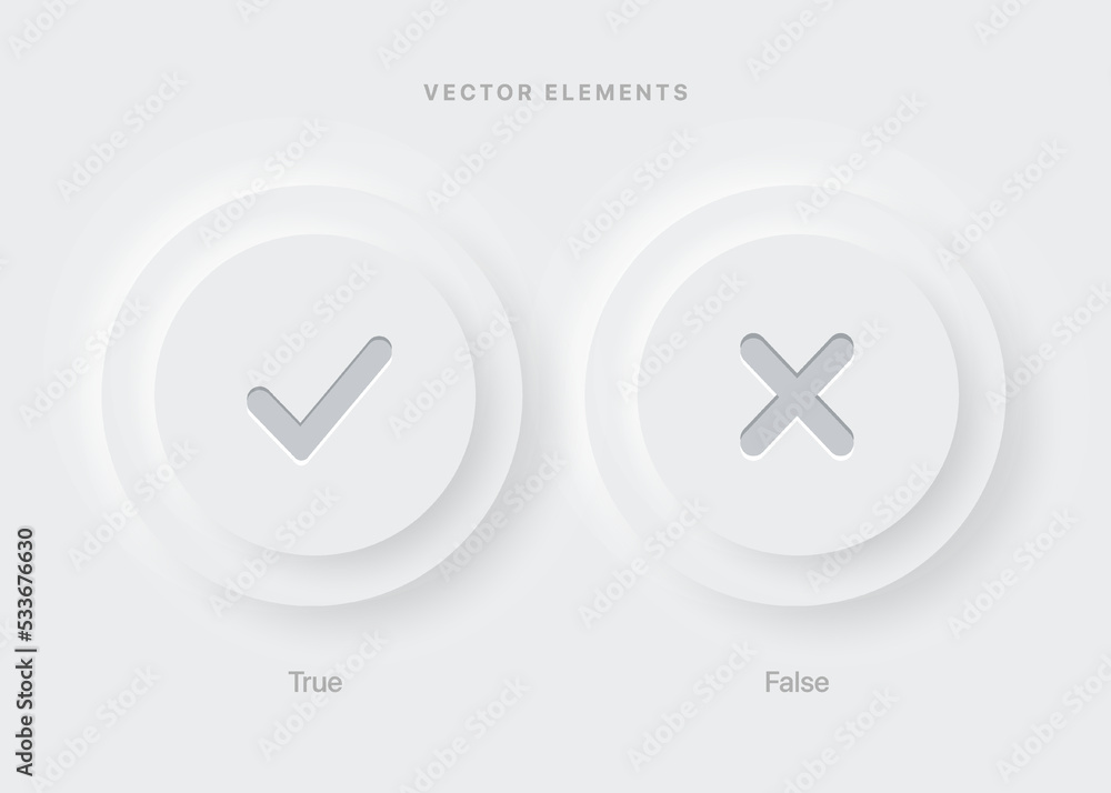 Checkmark, confirm, approve, appreciate, like symbol. Decline, reject ...