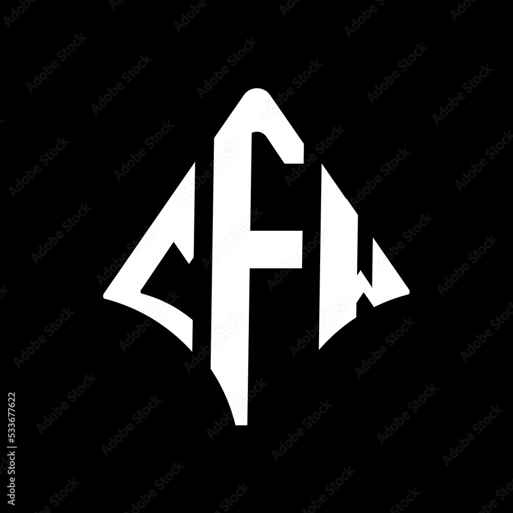 CFW letter logo design. CFW modern letter logo with black and white ...