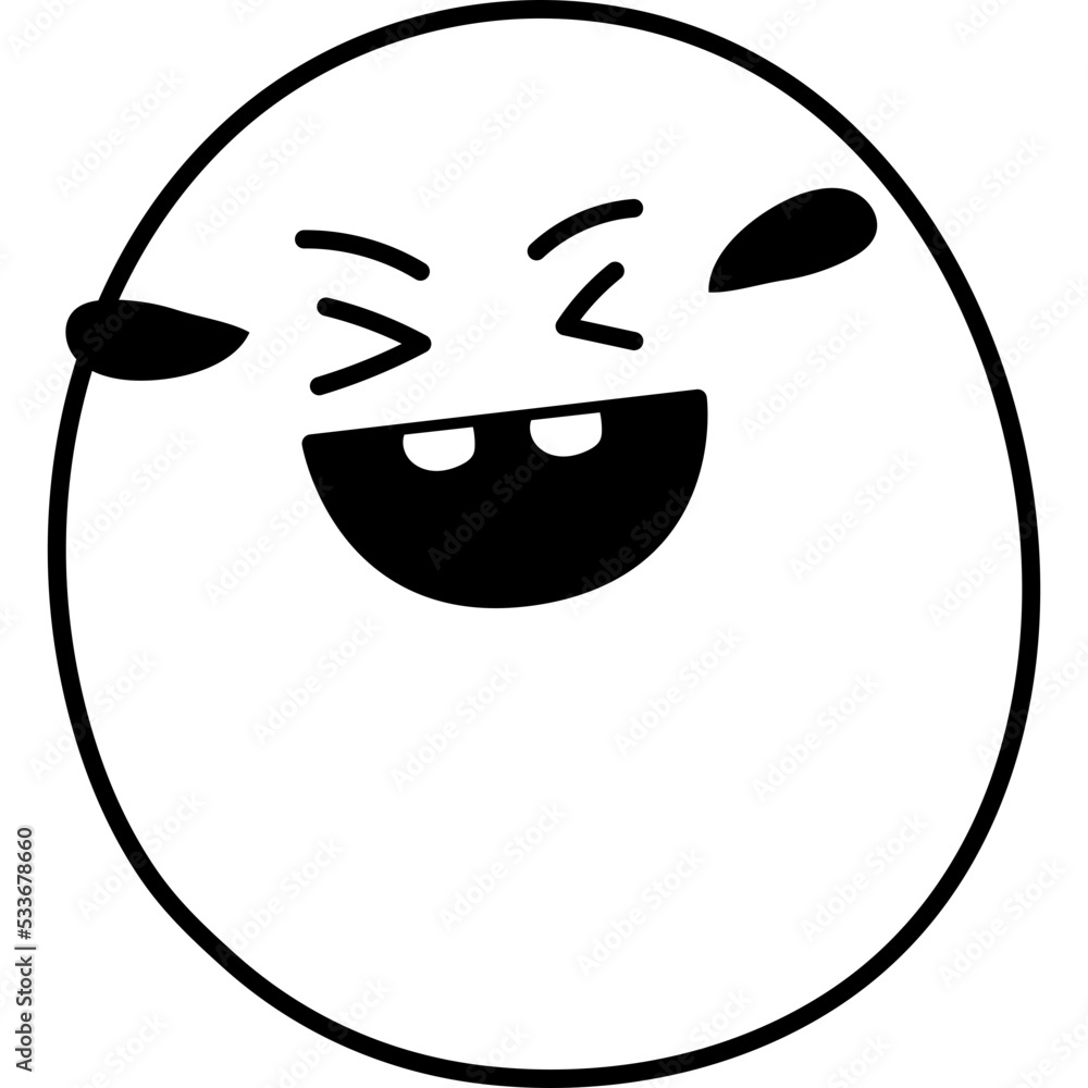 tears of joy face emoji outline vector smiley Stock Vector | Adobe Stock