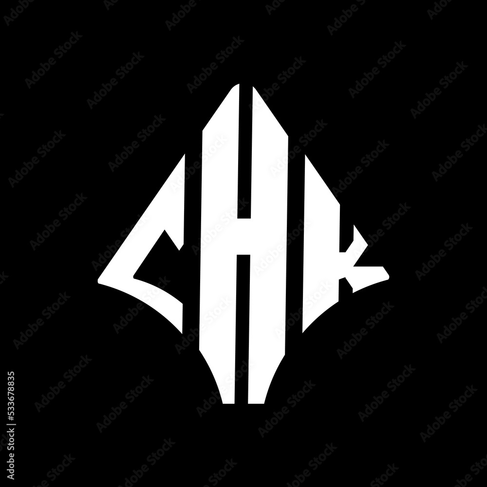 CHK letter logo design. CHK modern letter logo with black and white ...