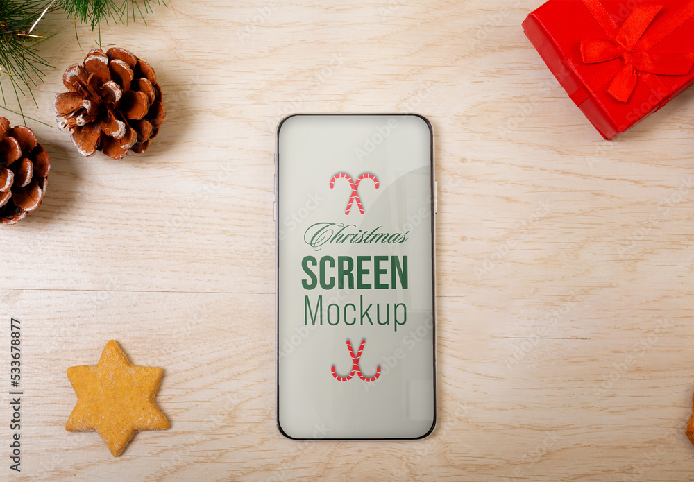 Christmas Phone Mockup Stock Template | Adobe Stock