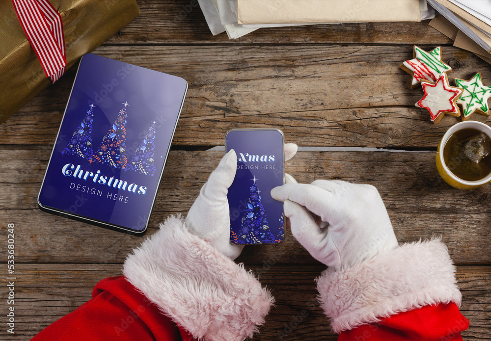 Santa Screen Mockup Stock Template | Adobe Stock