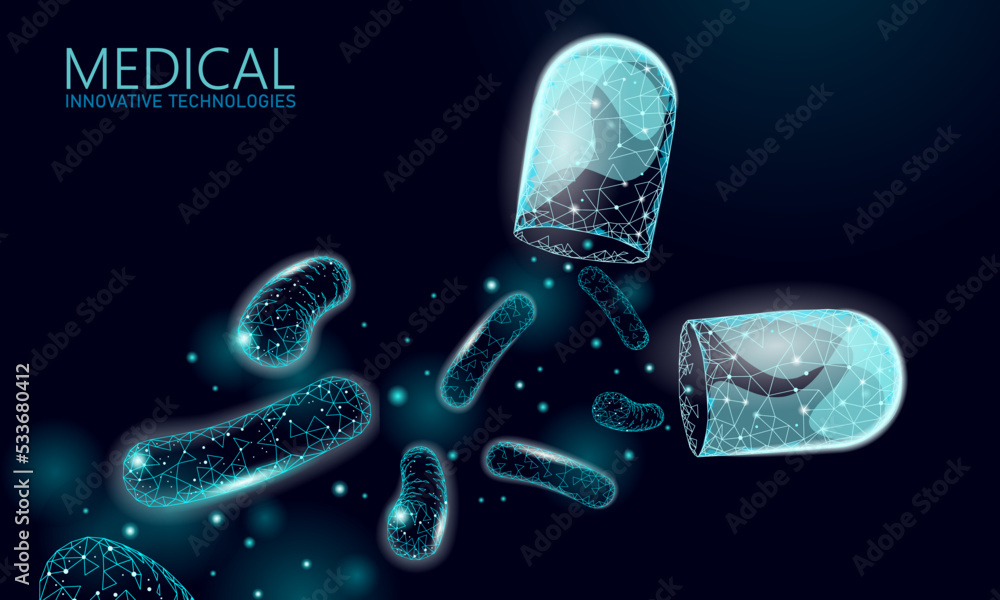 Poster Bacteria 3D low poly render probiotics – Wall Art | UkPosters