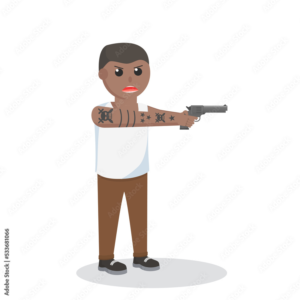 Gangster With Gun design character on white background Stock ...