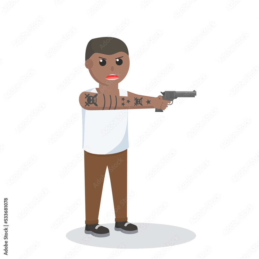 Gangster With Gun design character on white background Stock Vector ...