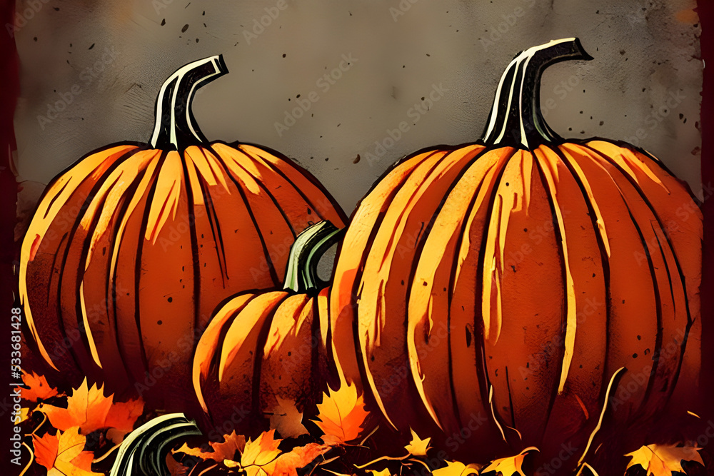 spooky cartoon halloween pumpkin poster background with an old paper ...