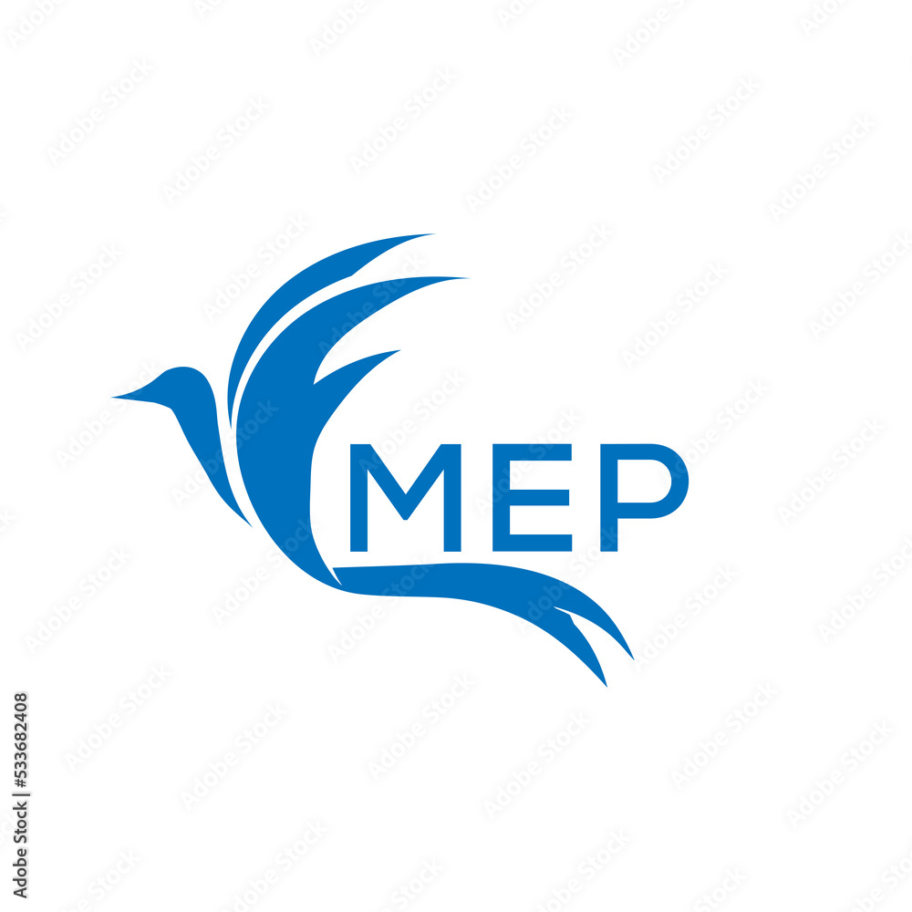 MEP letter logo. MEP White image on white background. MEP Monogram logo ...