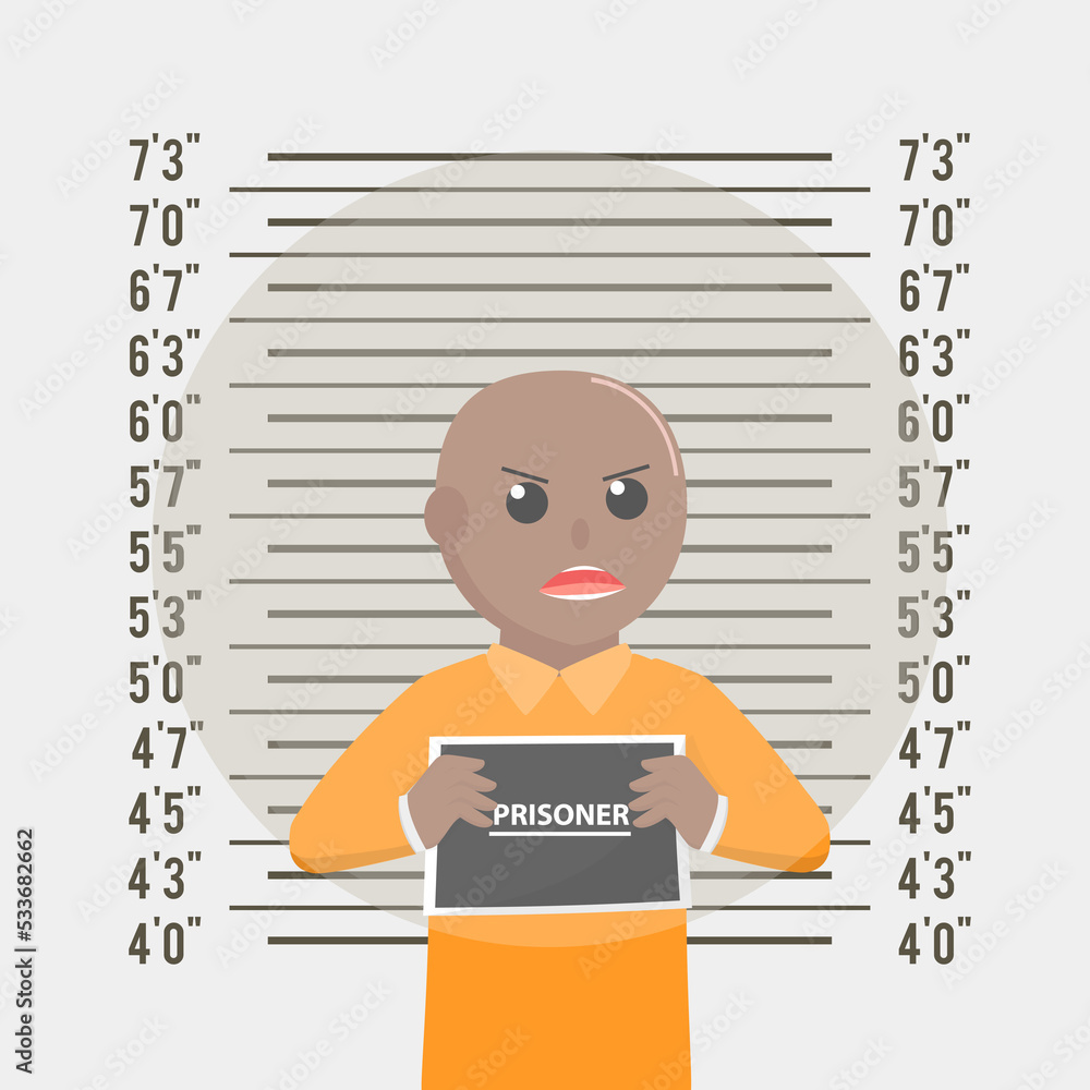 prisoner african pose mugshot design character on white background ...