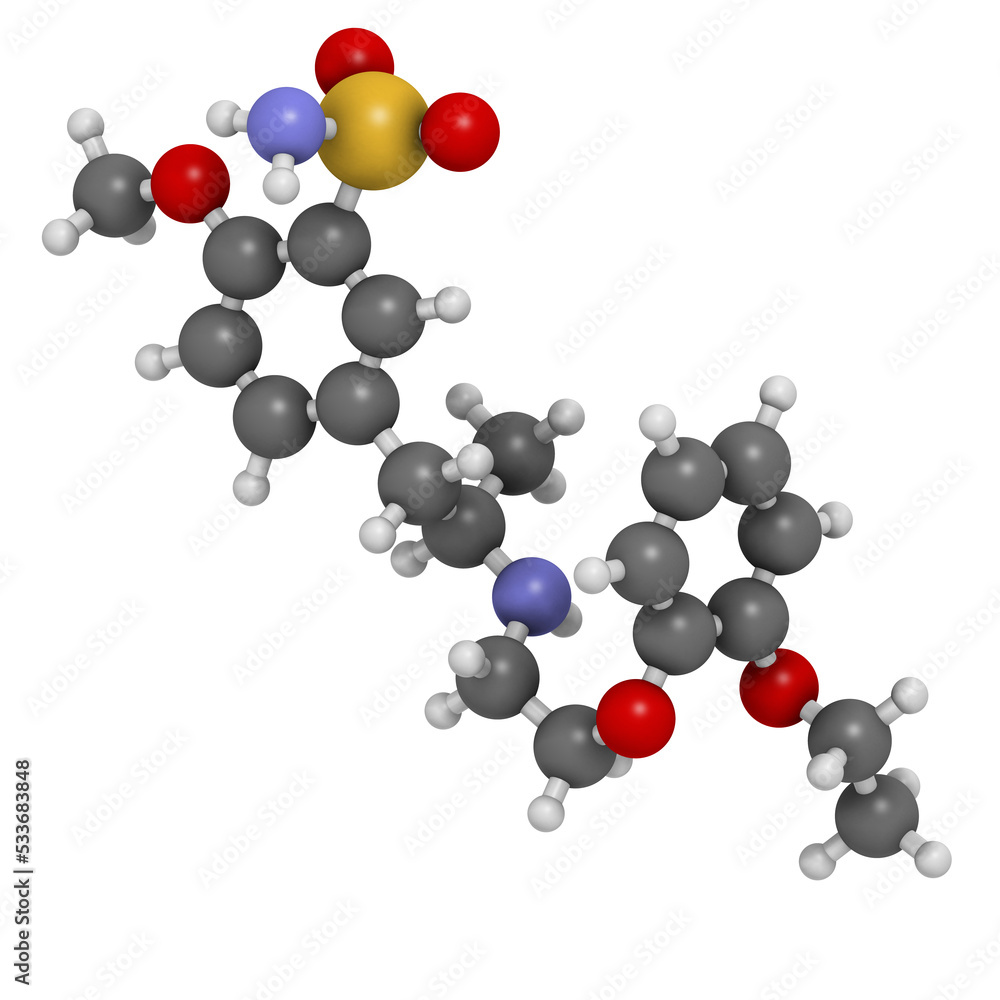 Tamsulosin benign prostatic hyperplasia (BPH) drug, chemical structure ...