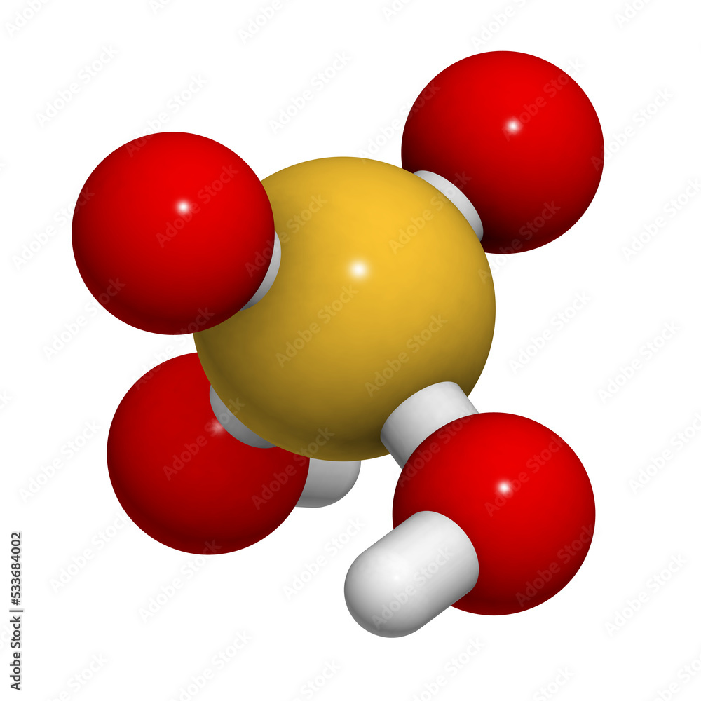 Sulfuric acid (H2SO4, oil of vitriol) molecule, chemical structure ...