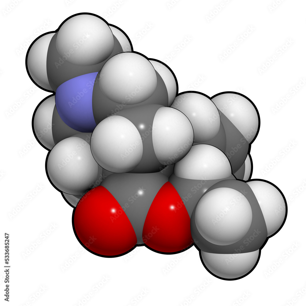Pethidine opioid analgesic drug, chemical structure. Stock Illustration ...