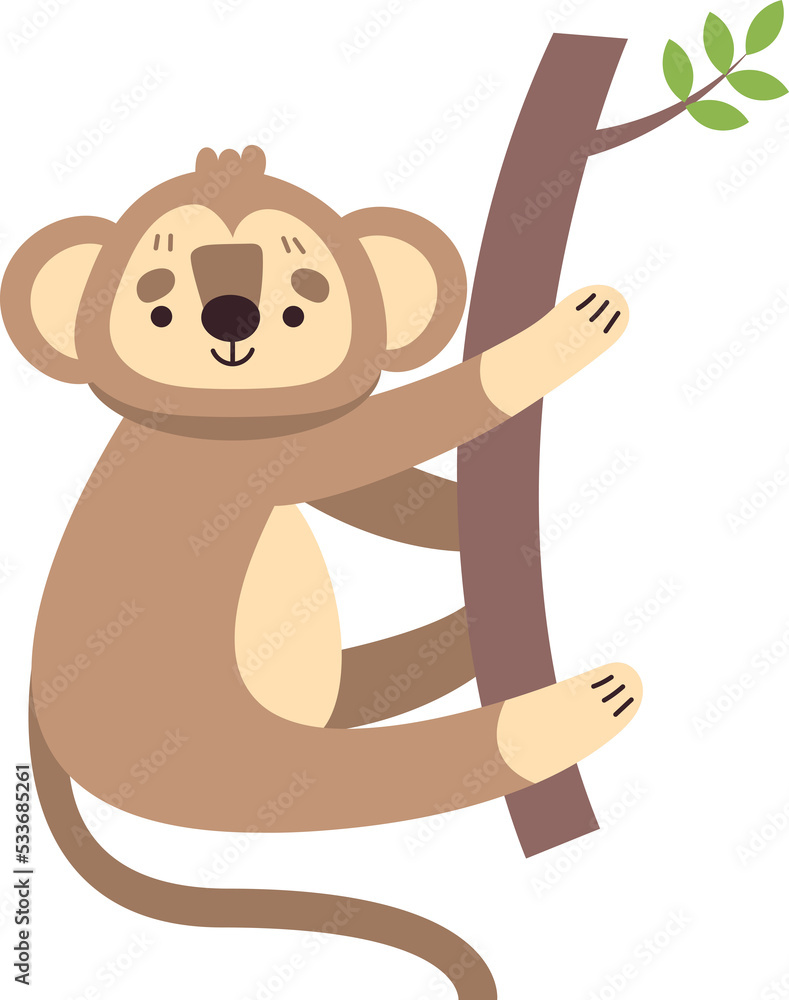 monkey cute animal zoo isolated clipart Stock Illustration | Adobe Stock
