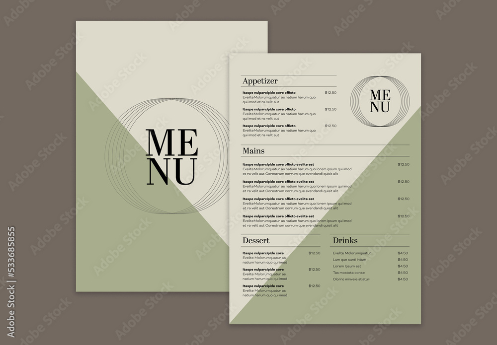 Green Menu Stock Template | Adobe Stock