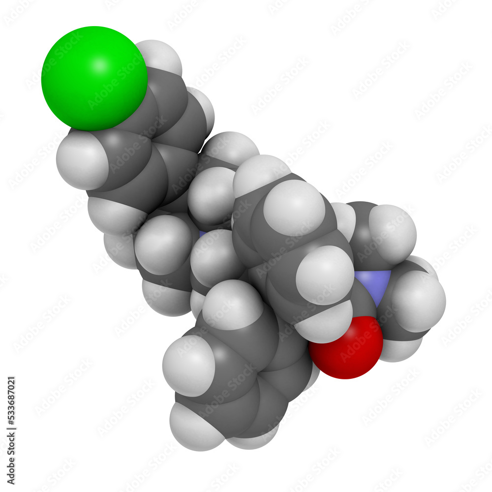 Loperamide diarrhea drug, chemical structure. Stock Illustration ...